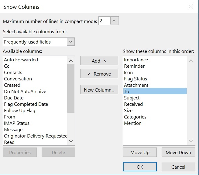 Help! Sent Items Folder in Outlook Only Shows My Name